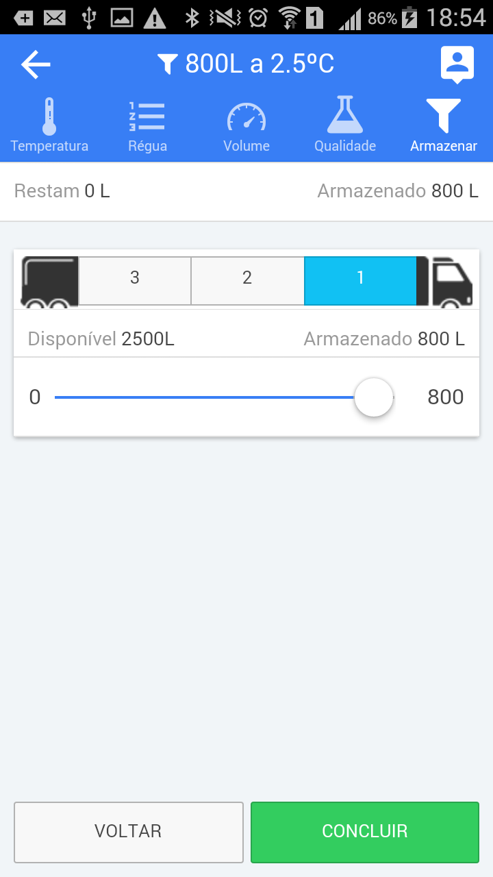 Registrando Coleta - Milk's Rota - Aplicativo Coletor