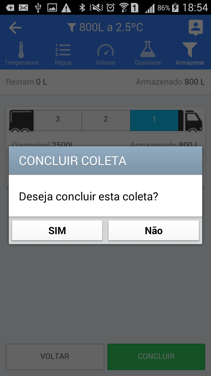 Registrando Coleta - Milk's Rota - Aplicativo Coletor